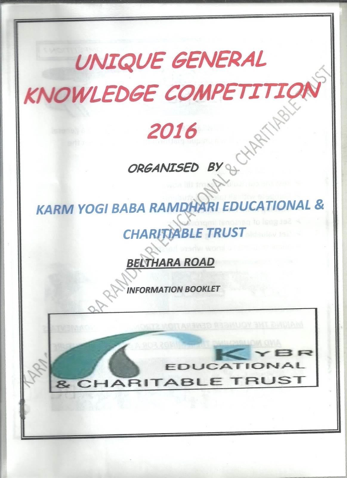 KYBR: UNIQUE GENERAL KNOWLEDGE COMPETITION 2016-17 ORGANISED BY KARM ...
