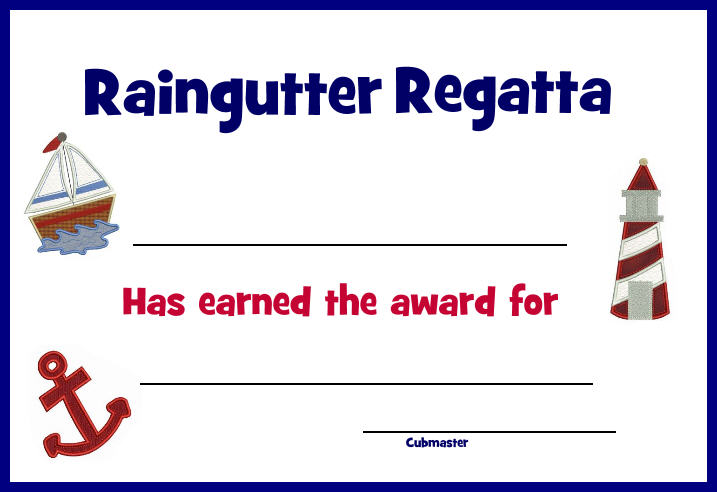 Raingutter Regatta Certificate Printable - Printable Word Searches