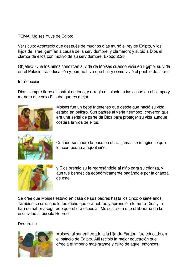 A la escuela Dominical: Moisés huye de Egipto