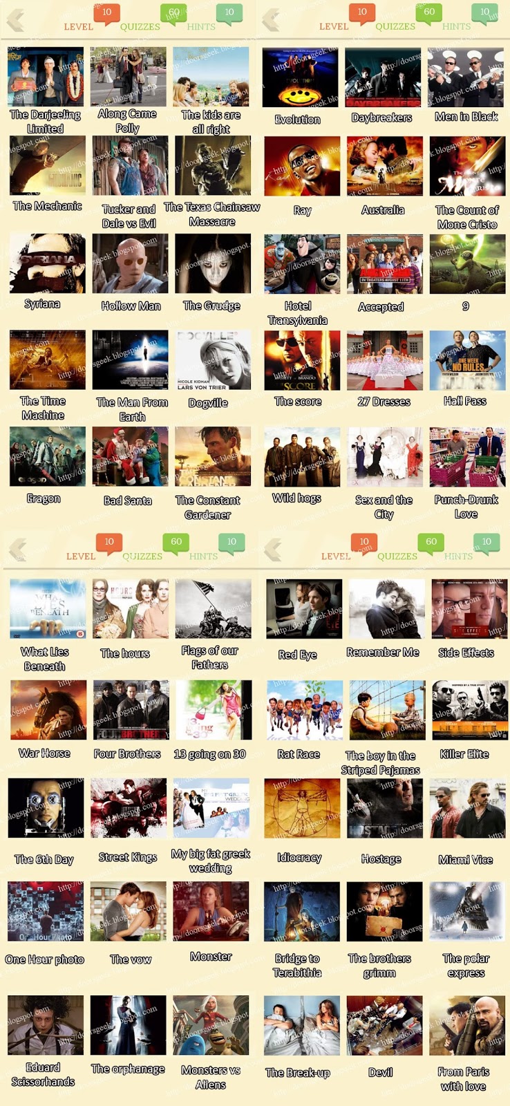 Movie Quiz Ultimate - Level 10 Answers ~ Doors Geek