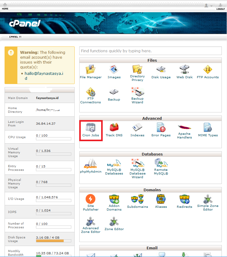 Mencadangkan database mySQL secara otomatis di cPanel - Imajinasi Asha