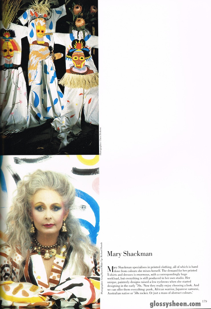 Glossy Sheen: Mary Shackman - The Great Aussie Fashion 1984-1985