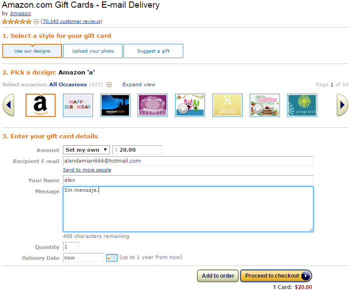 COMO CREAR UNA GIFT CARD EN AMAZON