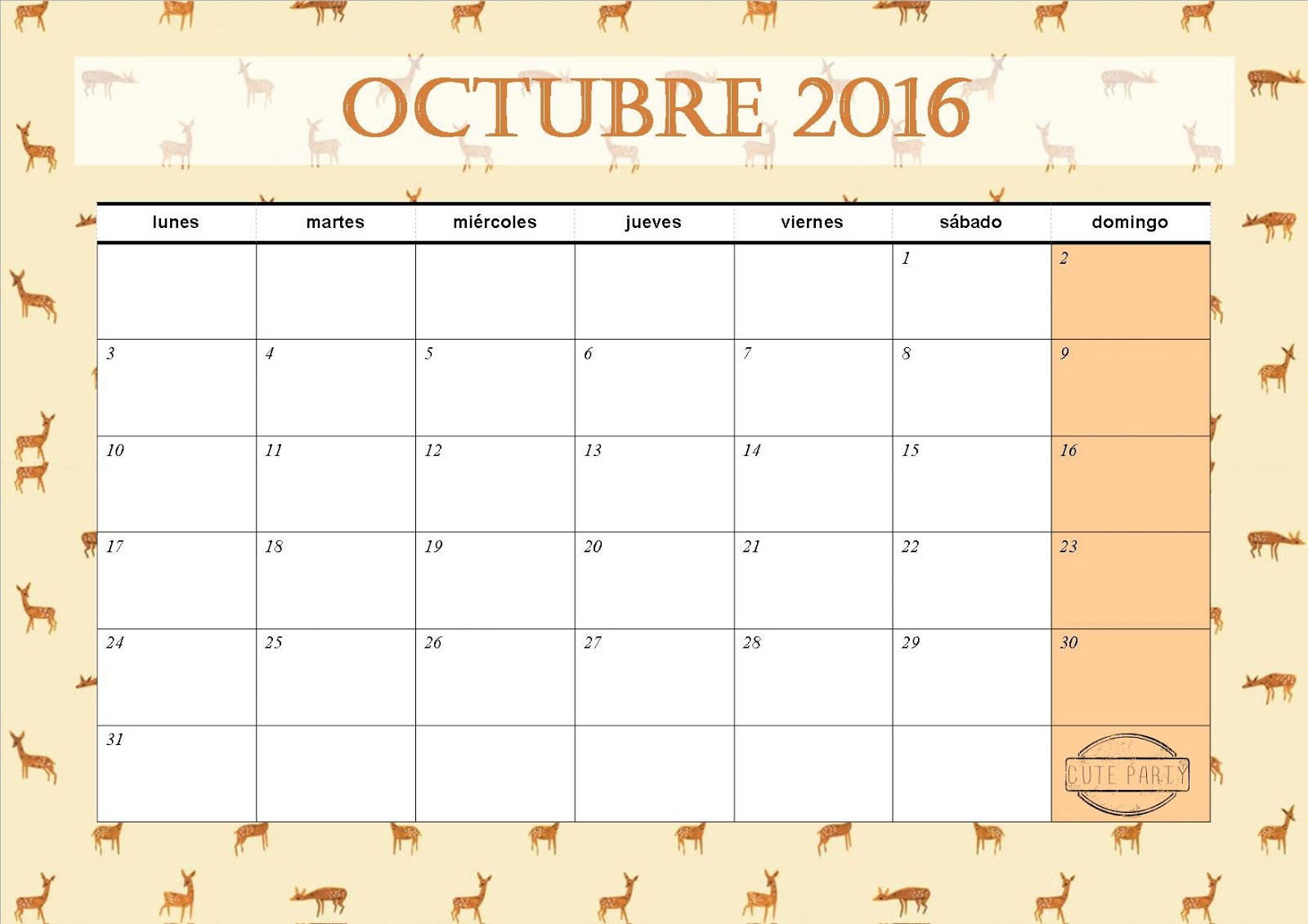 Cute party: ¡¡ CALENDARIO DE OCTUBRE