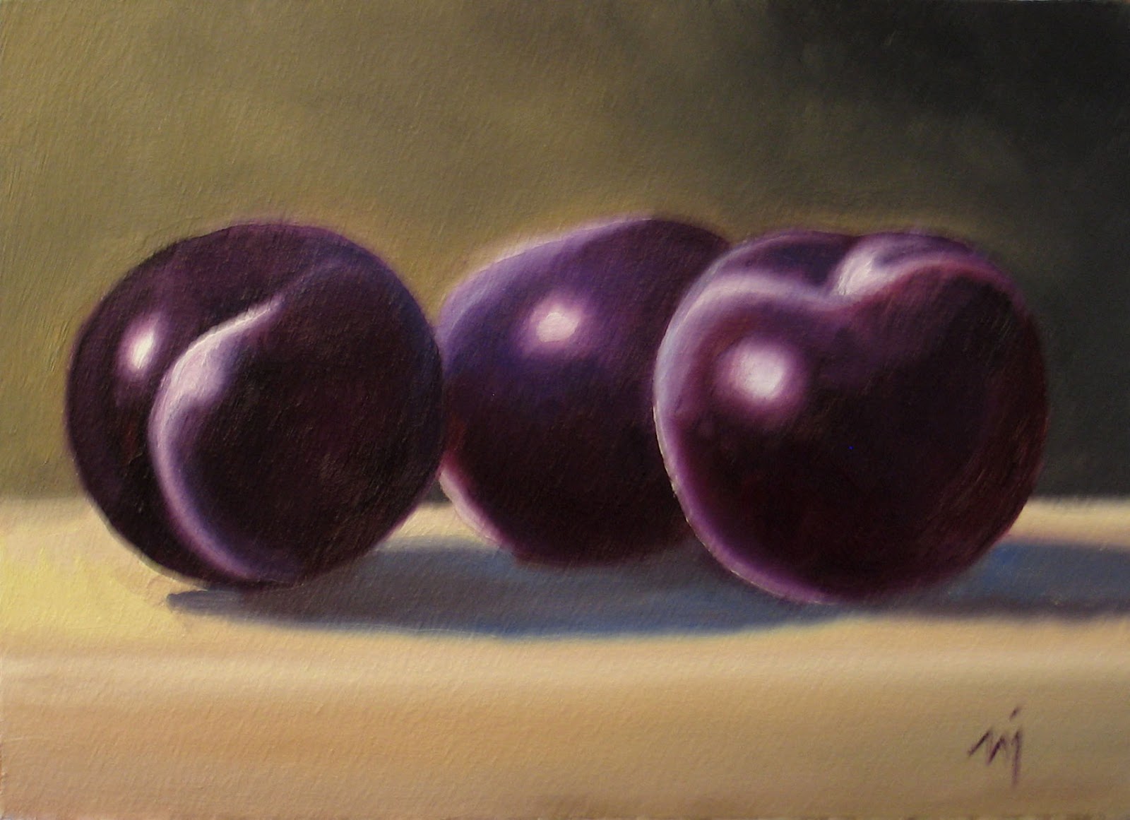 Nel's Everyday Painting: Three Plums - SOLD