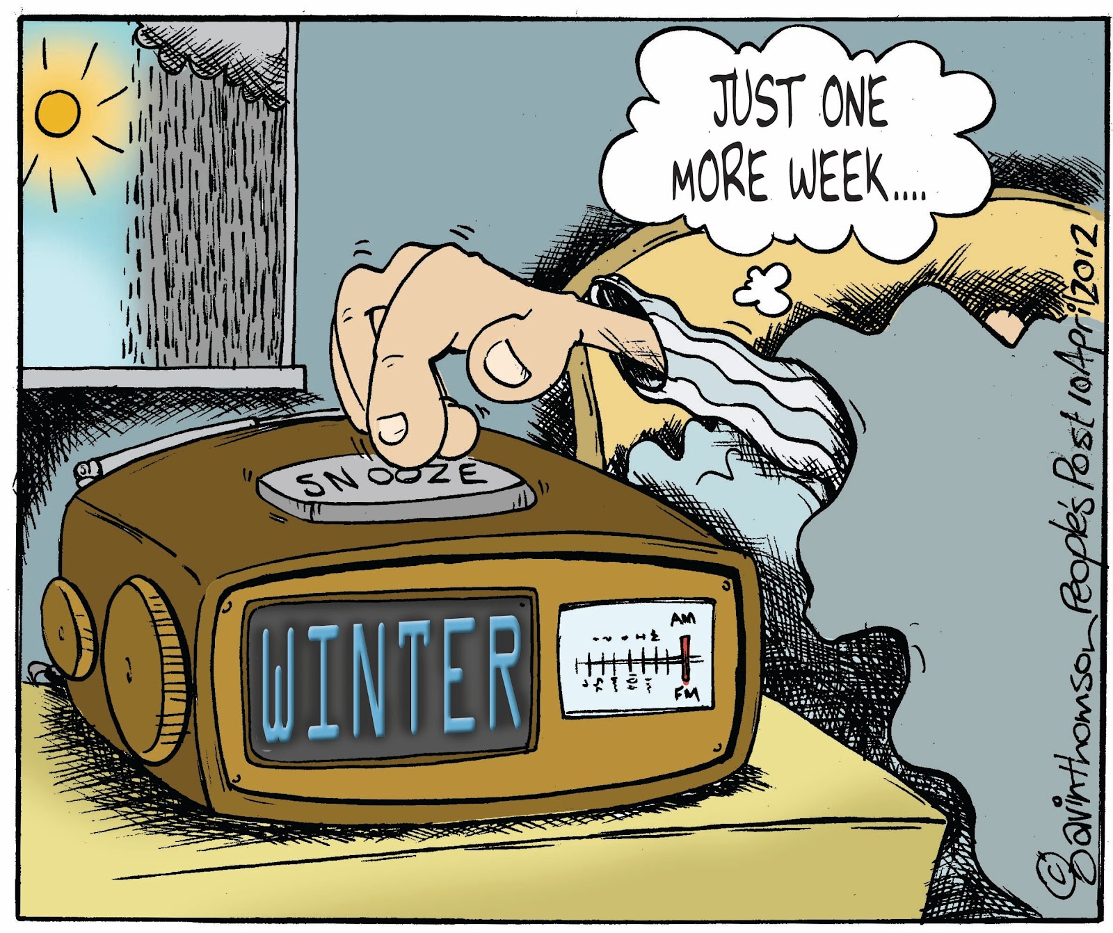 people's post cartoons: winter snooze
