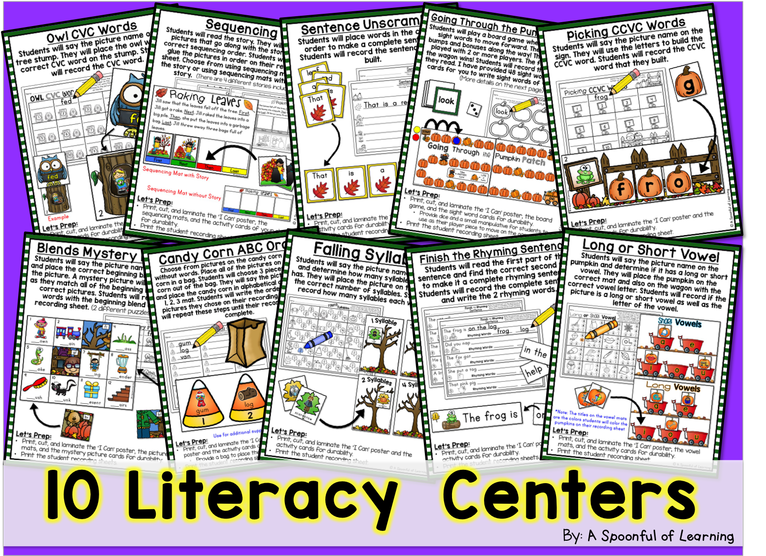 October Centers - First Grade - A Spoonful of Learning