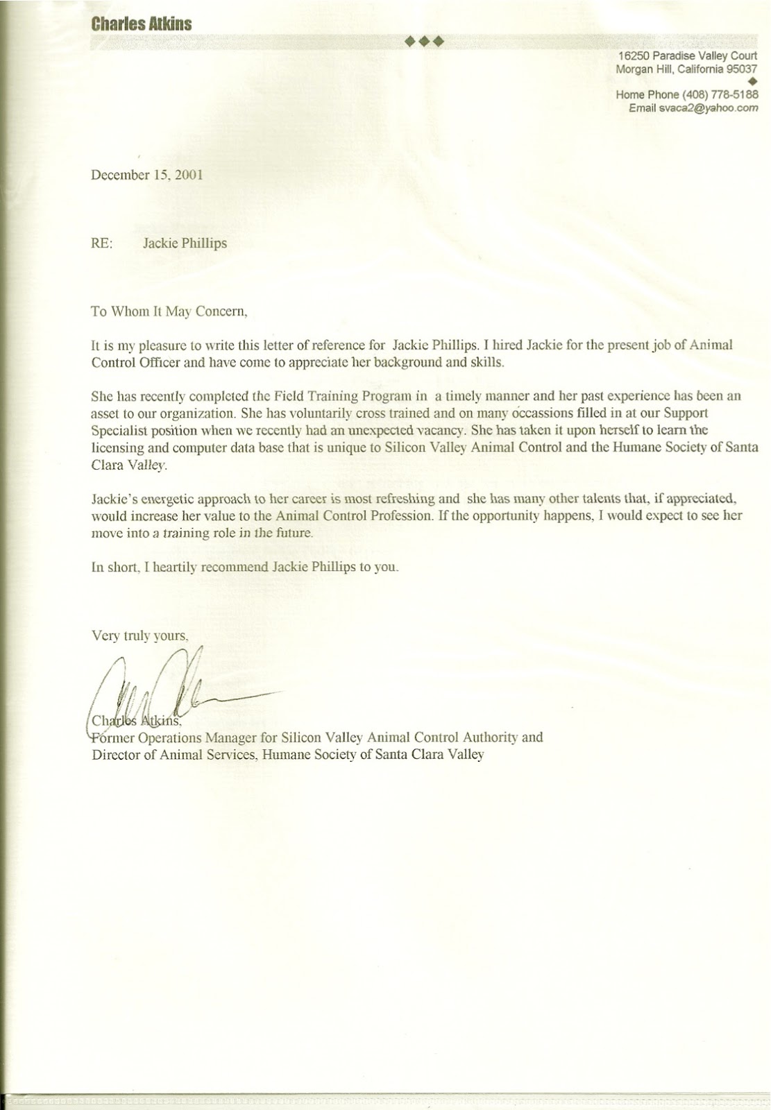 Pet Detective Case Blog: Professional Letters of Recommendation