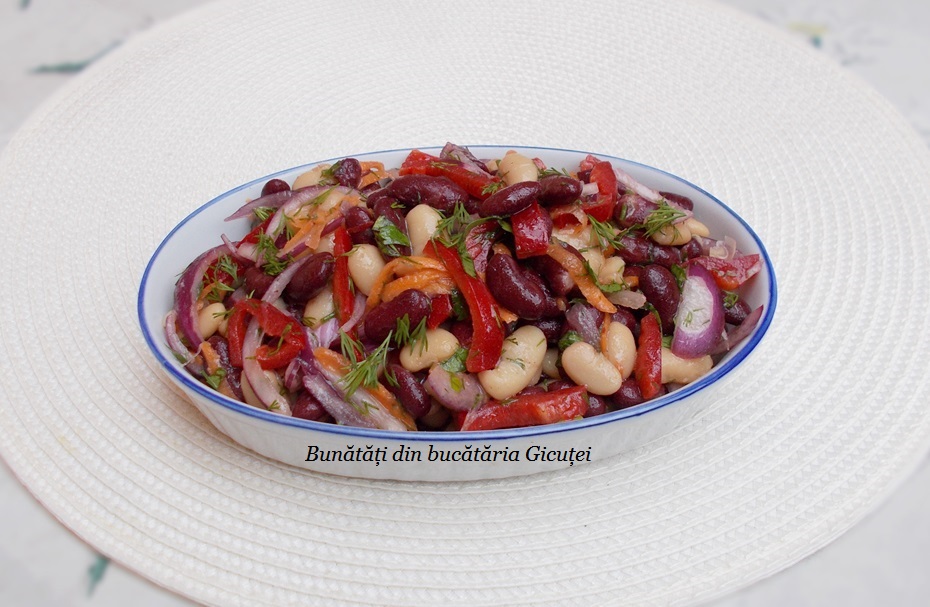 Salata de fasole boabe si legume - Bunătăți din bucătăria Gicuței