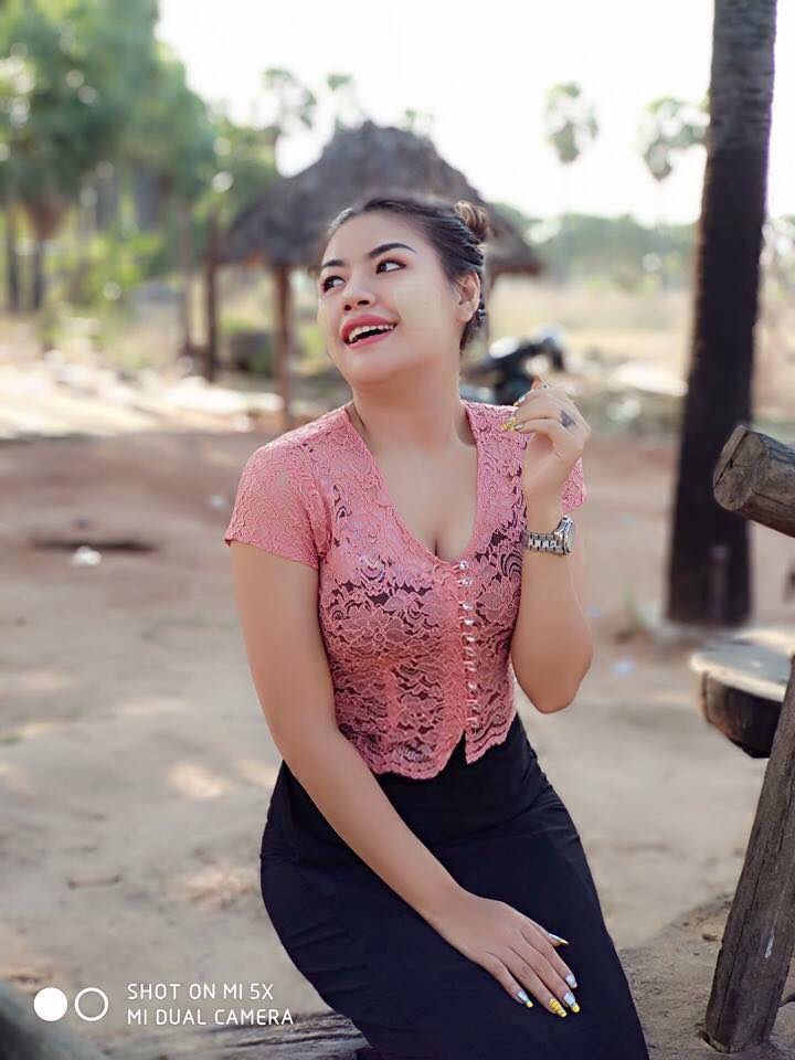 Actress Baby Maung in Myanmar Outfit with loose V neck - Asia Model Girls