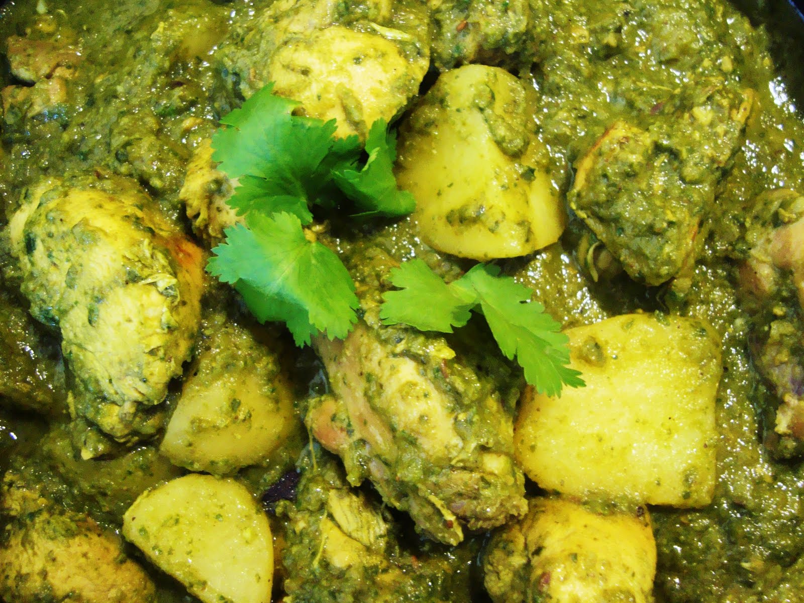 homemade food: Green chicken