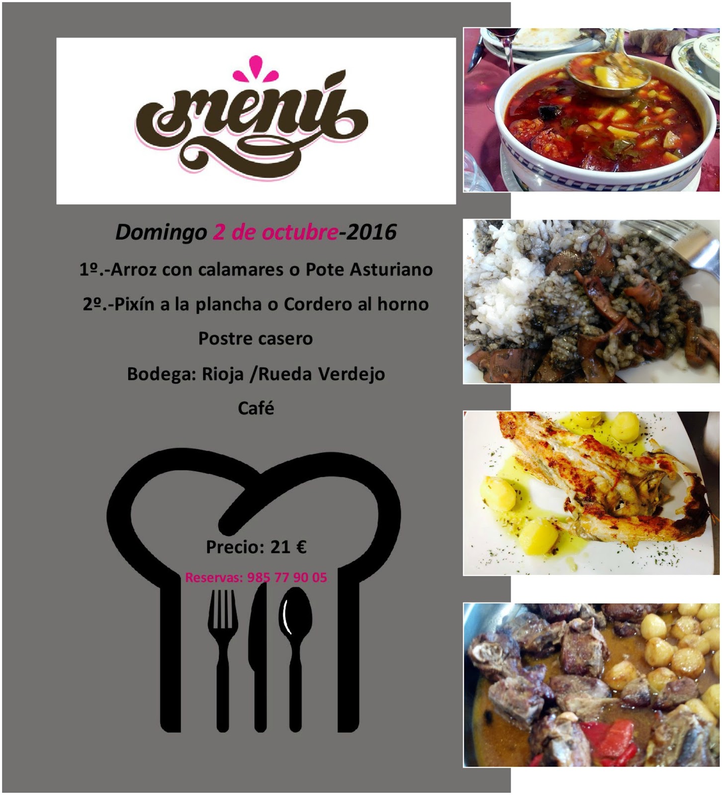 Restaurante Michem: Los menús del domingo