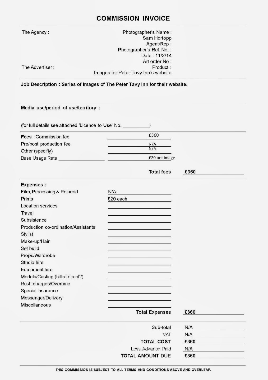 Commercial Enterprise: Risk Assessments, Letter and Invoice