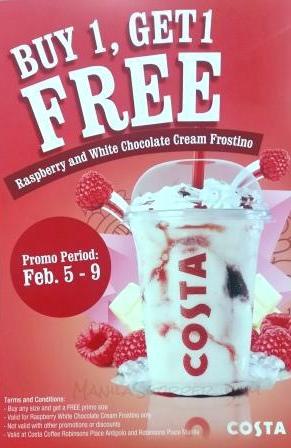 Manila Shopper: Costa Coffee Buy1 Get1 Frostino Promo: February 2016