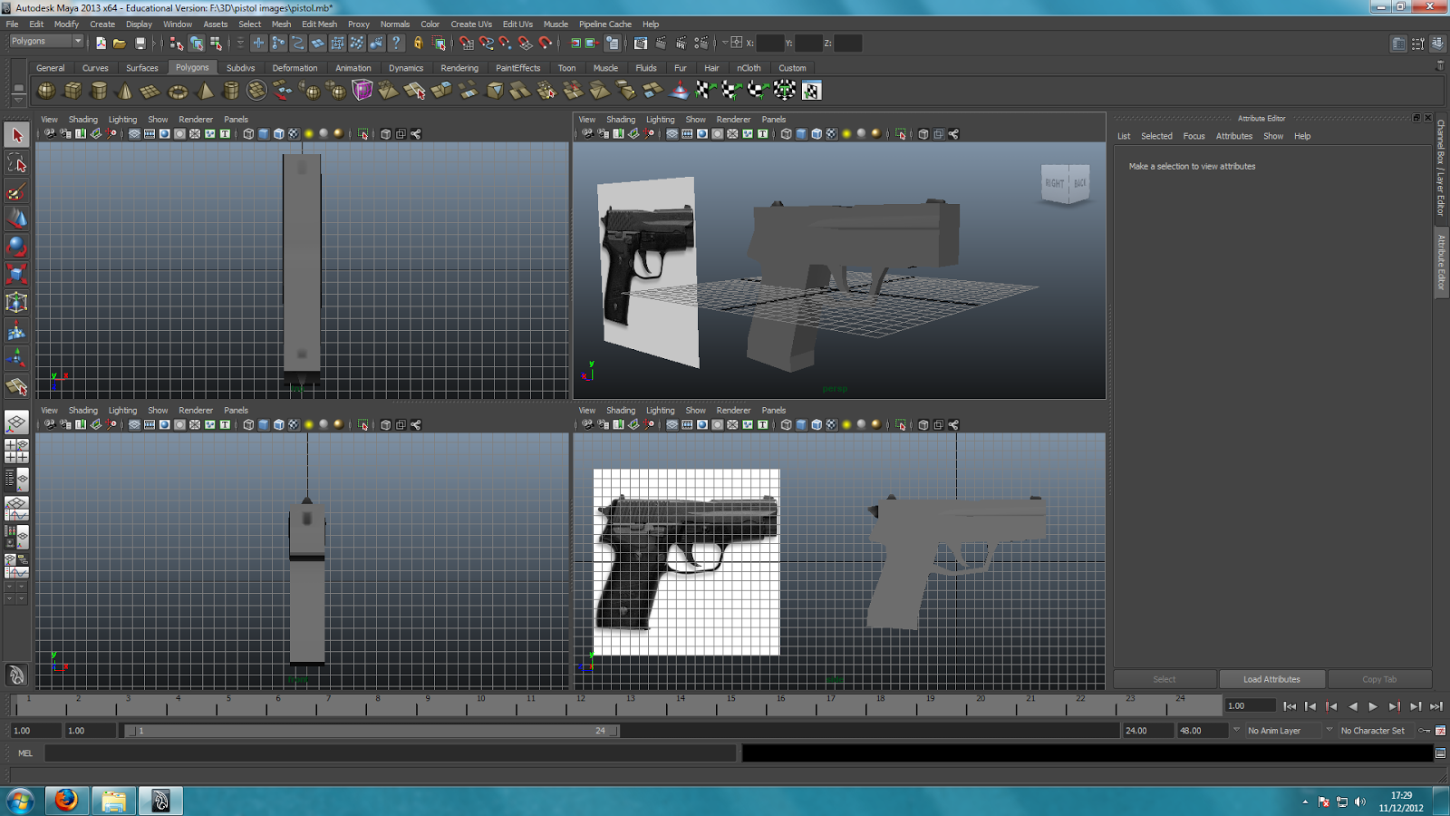 Joshua James Game Design: Pistol 3D MAYA, work in progress...