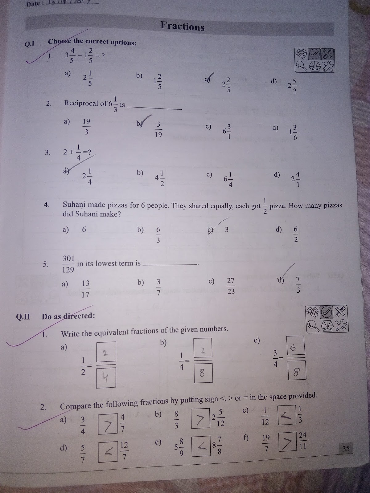Grade 5 Decimals and fractions work book