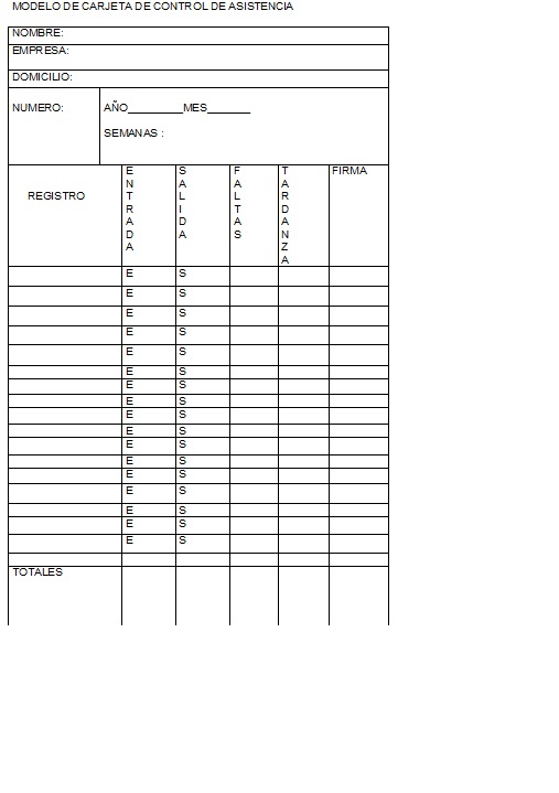 oficina documantacion administrativa: MODELO DE TARJETA DE CONTROL DE ...