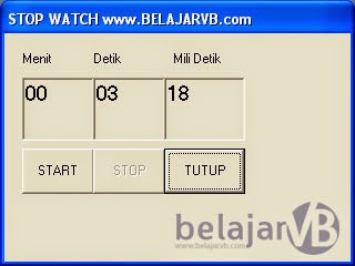 Membuat STOPWATCH Dengan VB 6.0 - Belajar VB 6.0 dan Belajar VB .Net