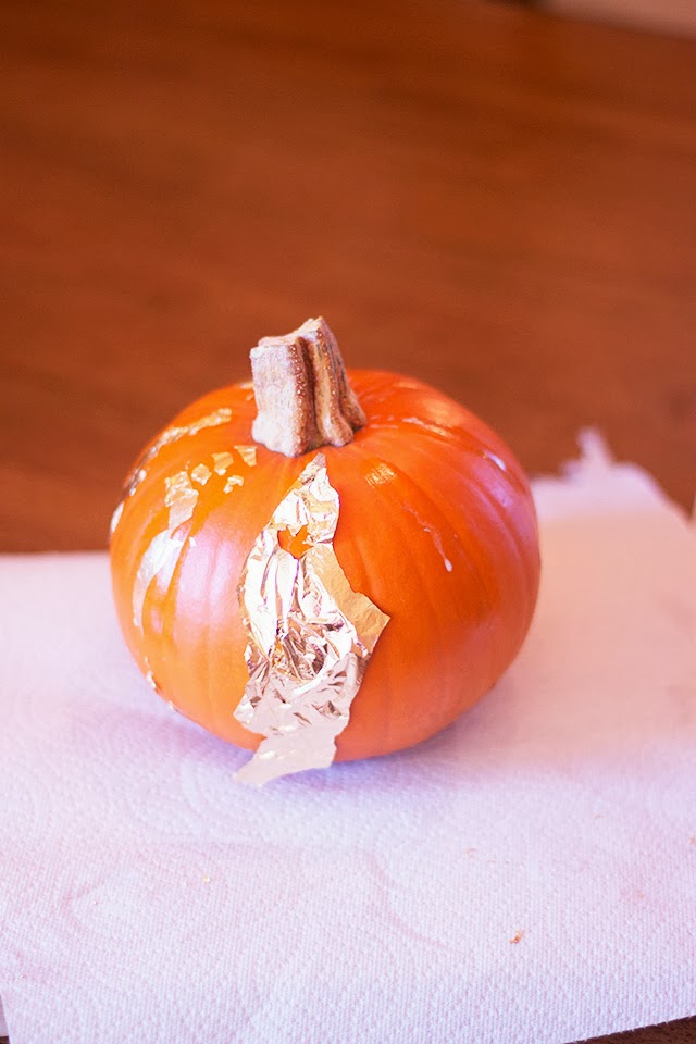 DIY Gold Leaf Pumpkins - Michaela Noelle Designs