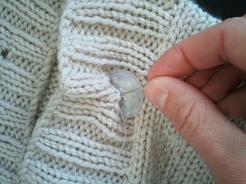 LuluKnits: How to Sew a Button on Knits
