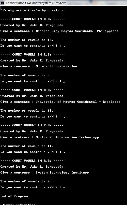 Free Programming Source Codes And Computer Programming Tutorials Count Vowels In Ruby
