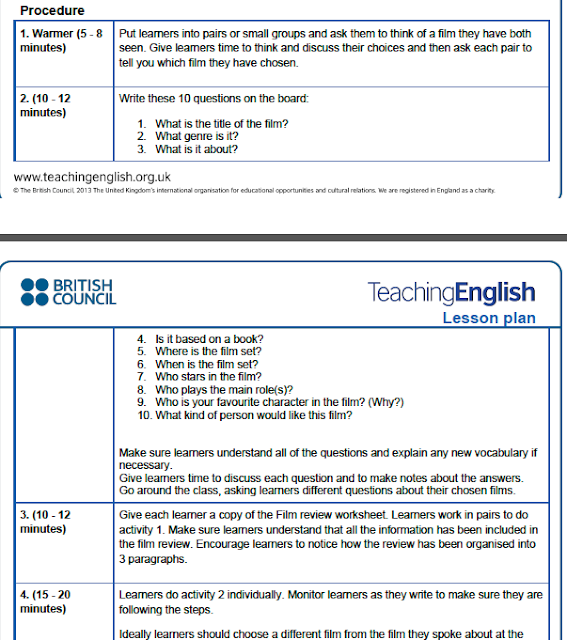 TKT blog: Lesson plan example from the British Council.