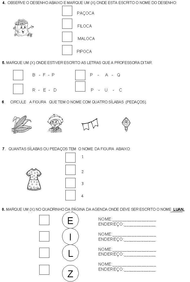 30 MODELOS DE PROVA PRONTOS PARA ALFABETIZAÇÃO OU 1º ANO - PROVAS ...