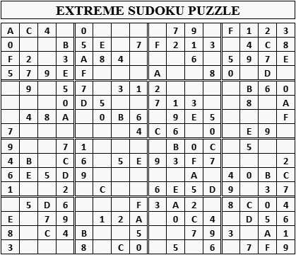 Hexadoku - Extreme Sudoku