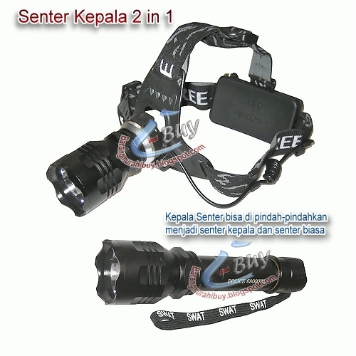 Senter Kepala 2in1 Police 2 Baterai