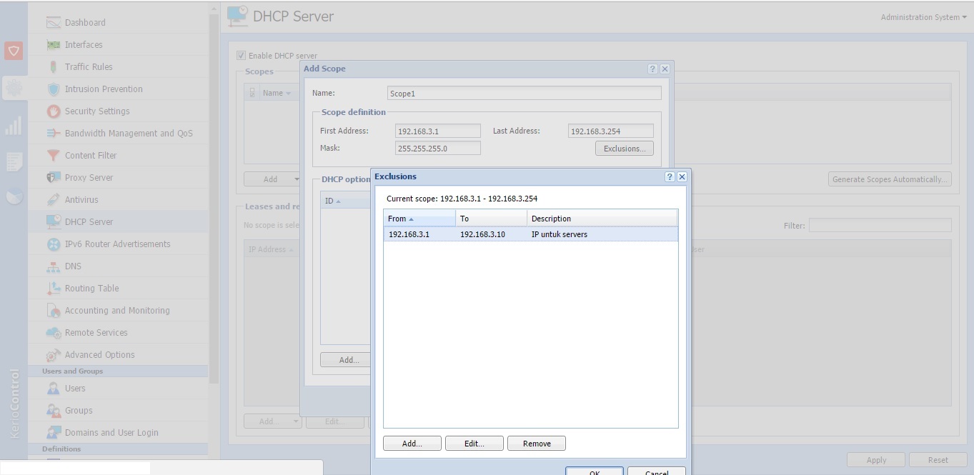 Memanfaatkan feature DHCP Server di Kerio Control - Tutorial Seputar IT