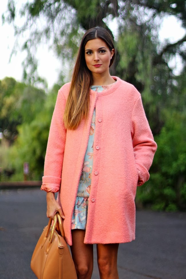 Marilyn's Closet - FASHION BLOG: Pink Coat and blue dress