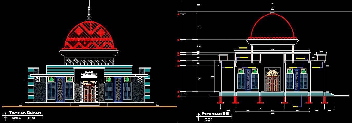 AUTO CAD MASJID MINIMALIS (DWG FILE) | SANGGAR TEKNIK