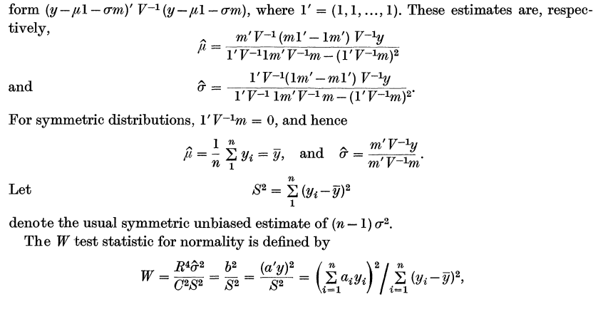 Shapiro-wilk test(python use included)