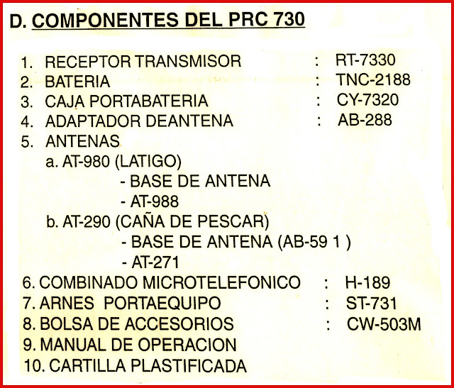 MEMORÁNDUM DEL ÚLTIMO SOLDADO PATRIOTA: EQUIPO DE RADIO VHF-FM/PRC-730V ...