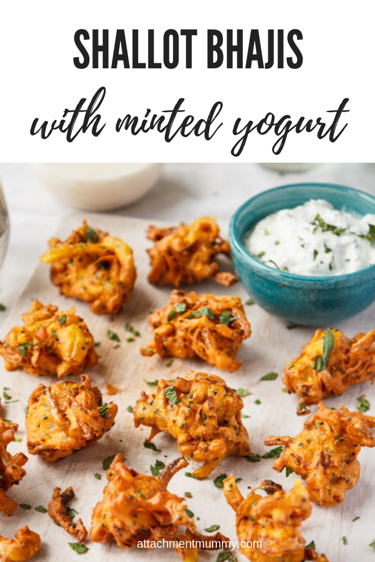 Mini Shallot Bhajis with Minted Yogurt