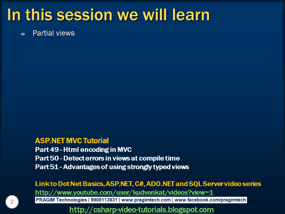 Sql Server And C Video Tutorial Part 52 Partial Views In Mvc