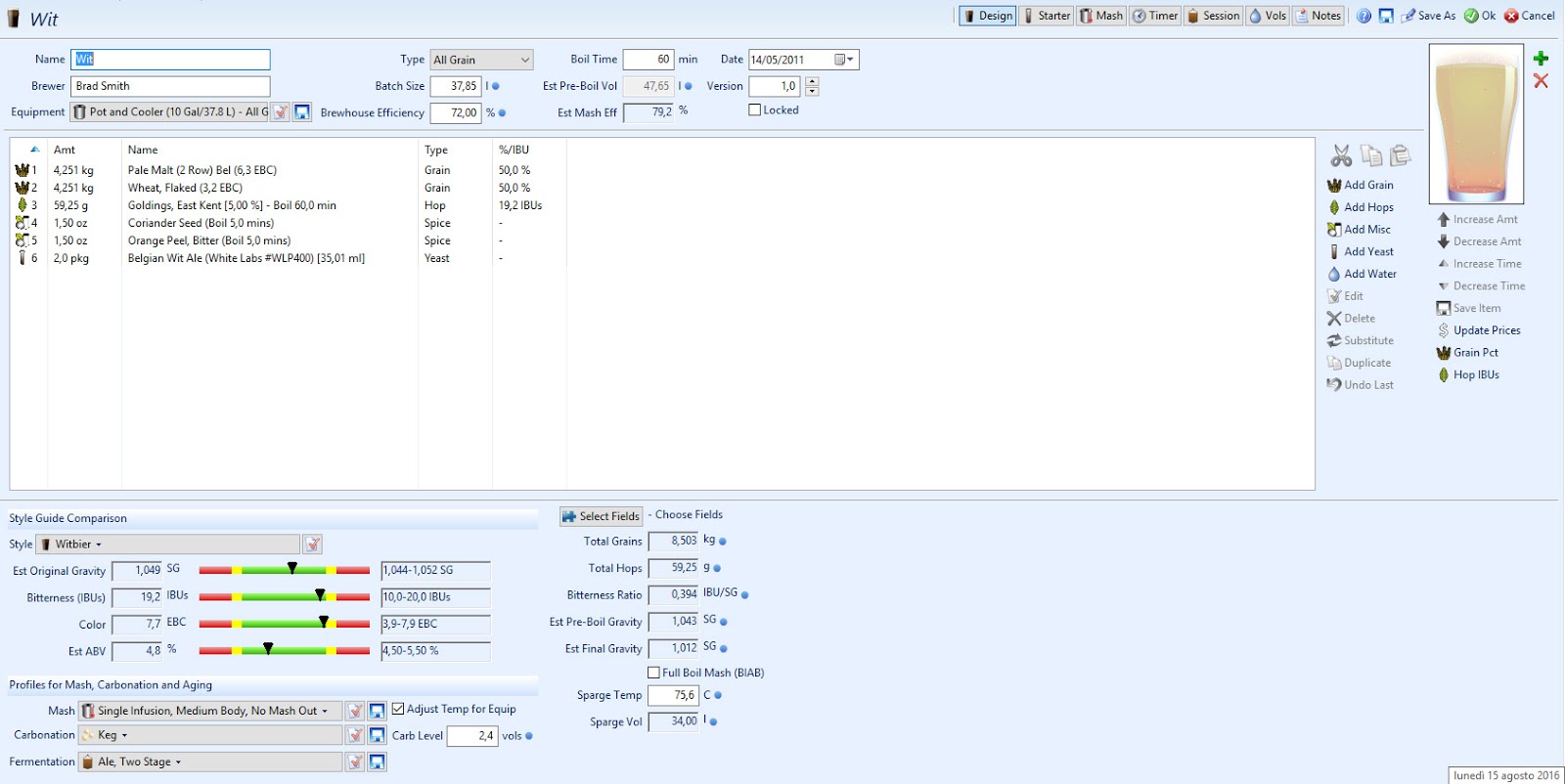 D & D Homebrewers: BEERSMITH - Guida all'uso