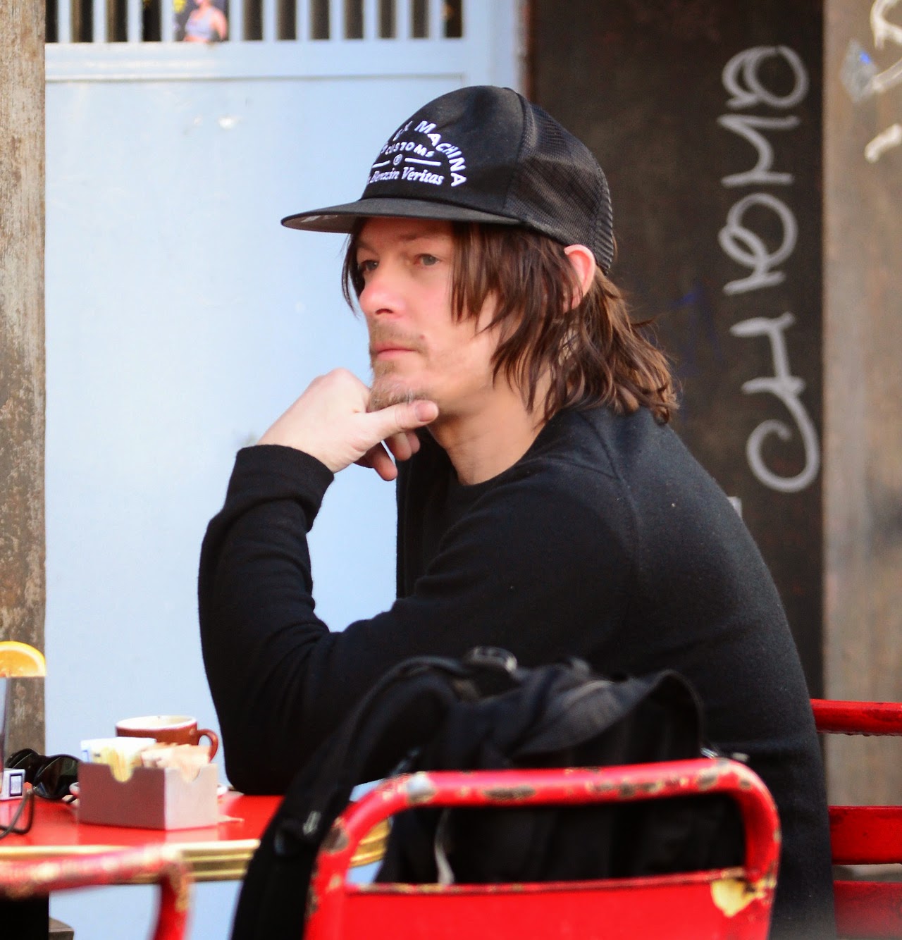 The Reedus: Walking Dead' star Norman Reedus is shown making various ...