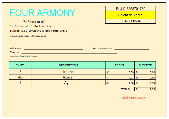 Formato de Requisición-Excel ~ Four Armony