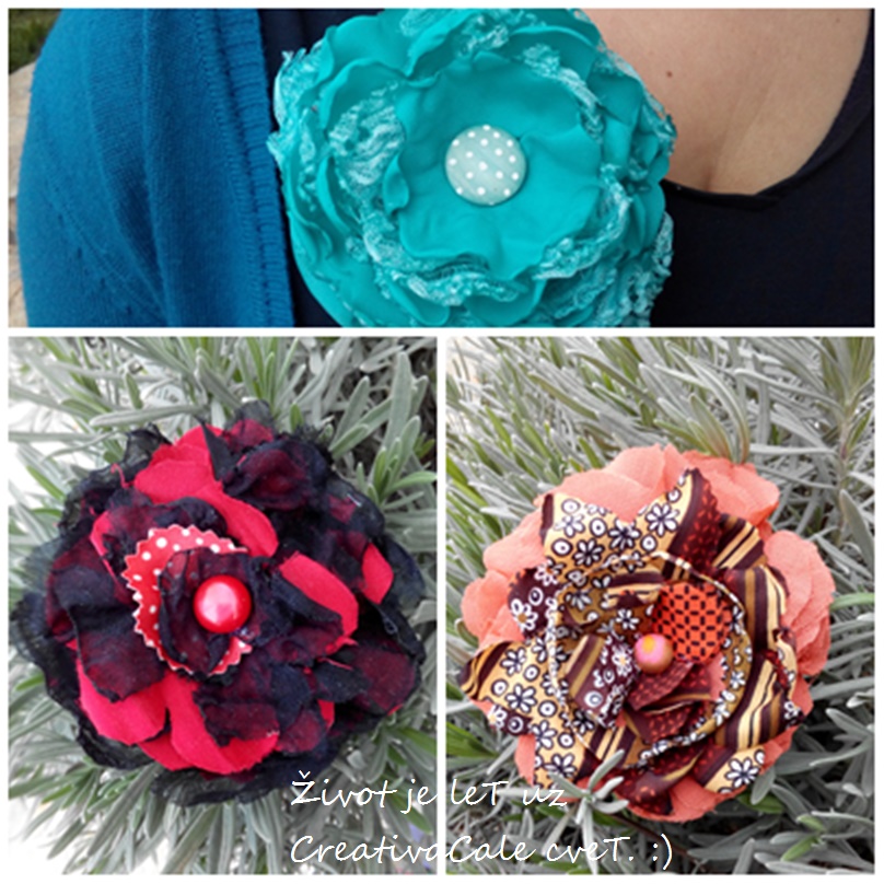 CreativaCale: Unikatni cvetovi 4 / handmade mix fabric flowers