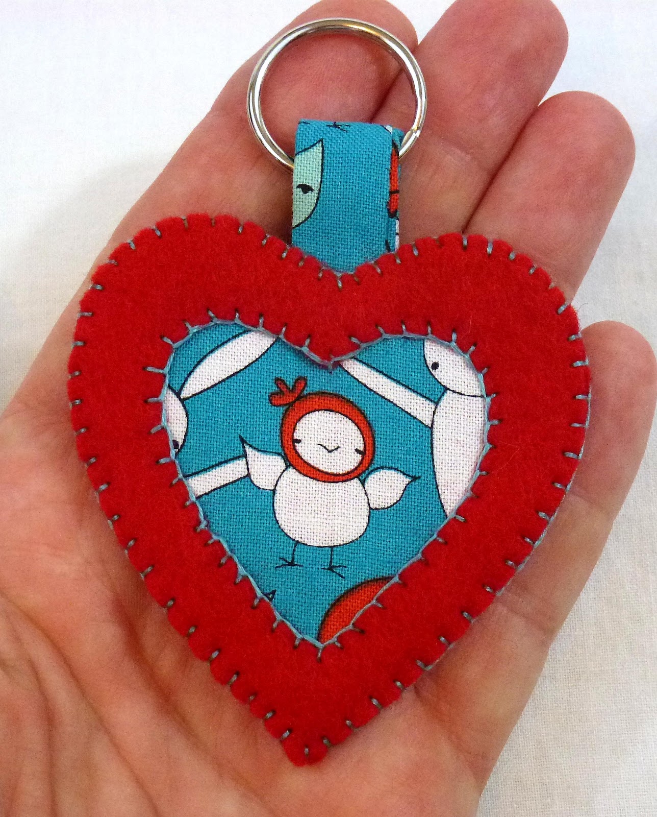 365 Sewn Hearts: Heart Keychain