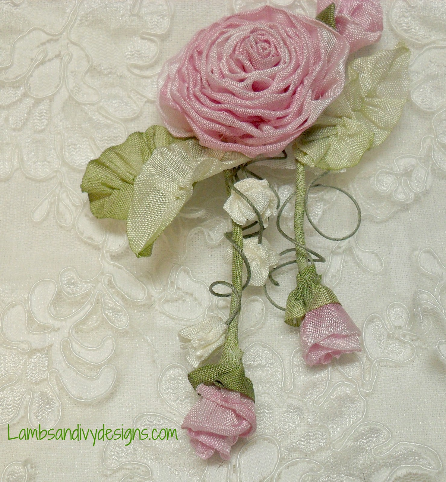 Lambs and Ivy Designs: Lilac Ribbonwork Rose