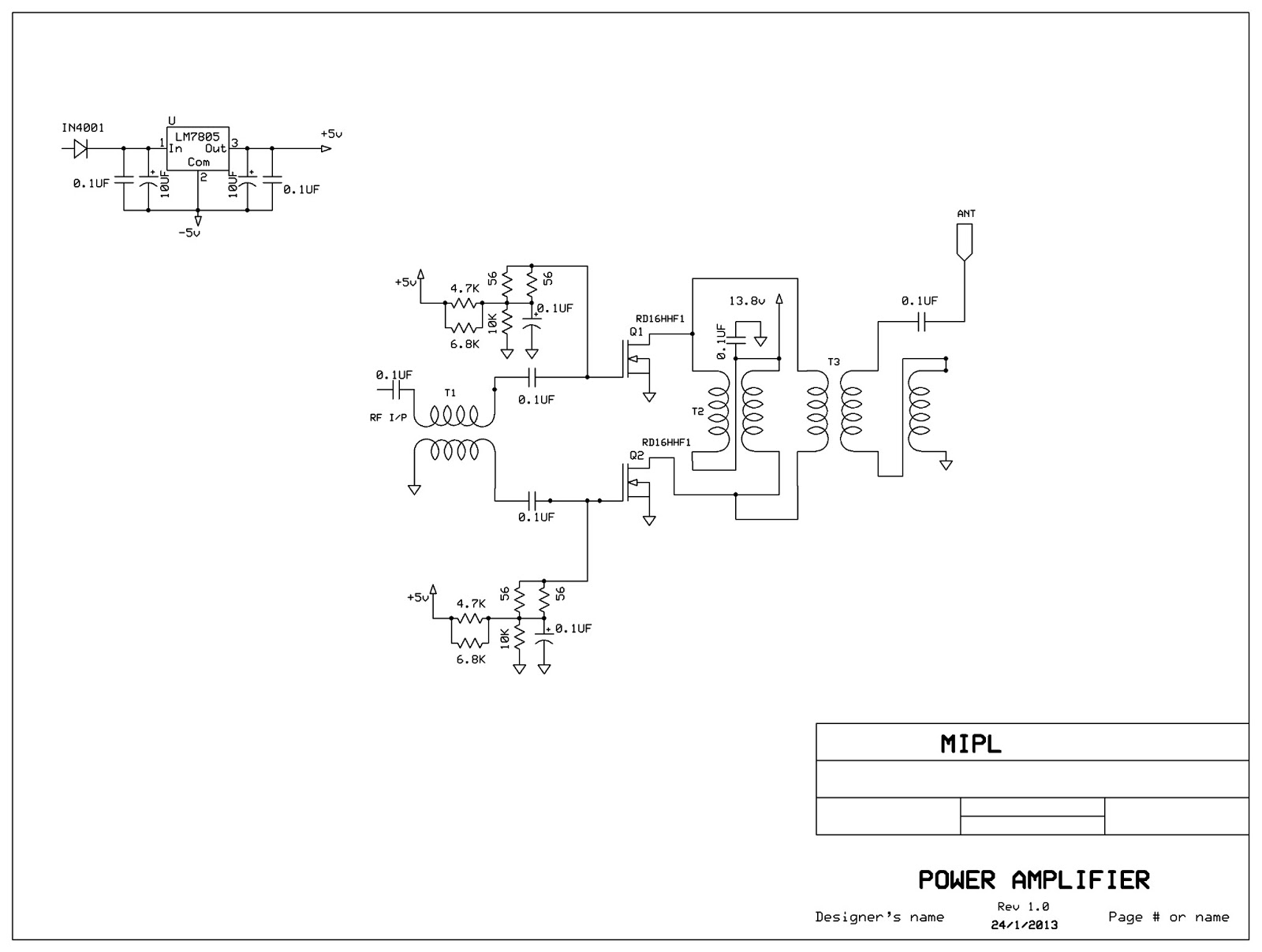 Ham Radio MIPL: WIDE BAND RF POWER AMPILIFIER USING RD16HHF1