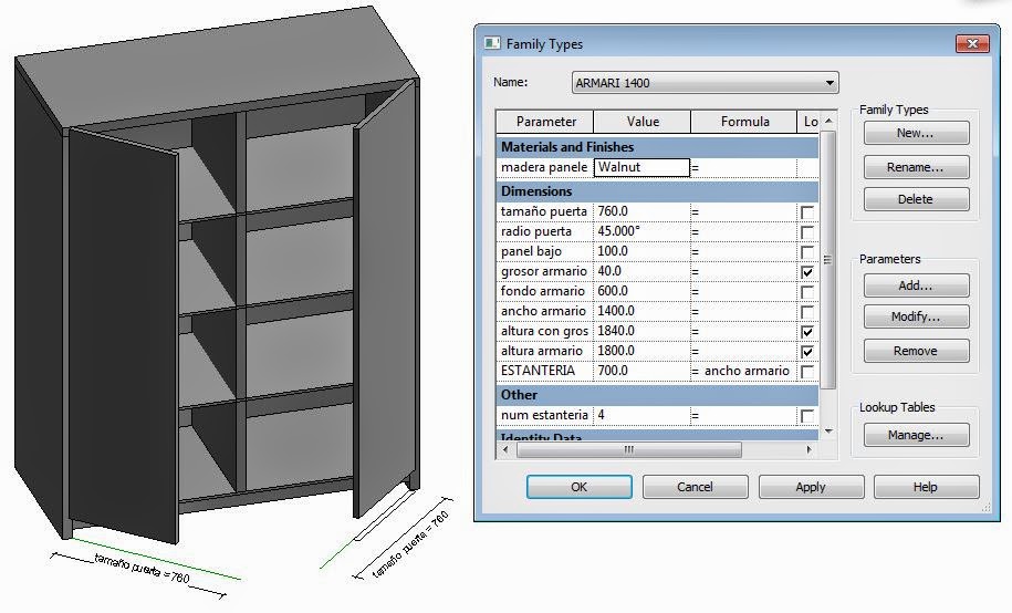REVIT: Bloque de Viviendas: Creación de familia II: Armario