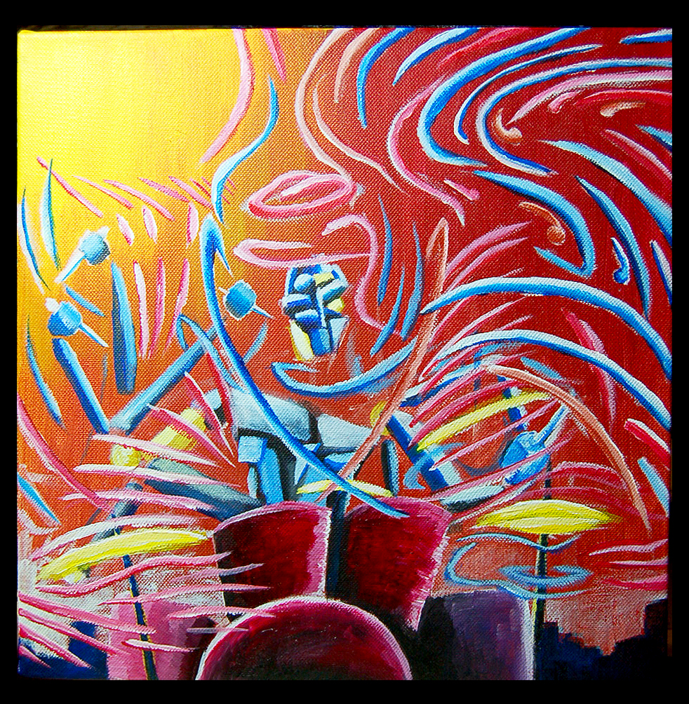 Jon wong's Fine art and Music Blog: Painting Monday! "Abstract Drummer"
