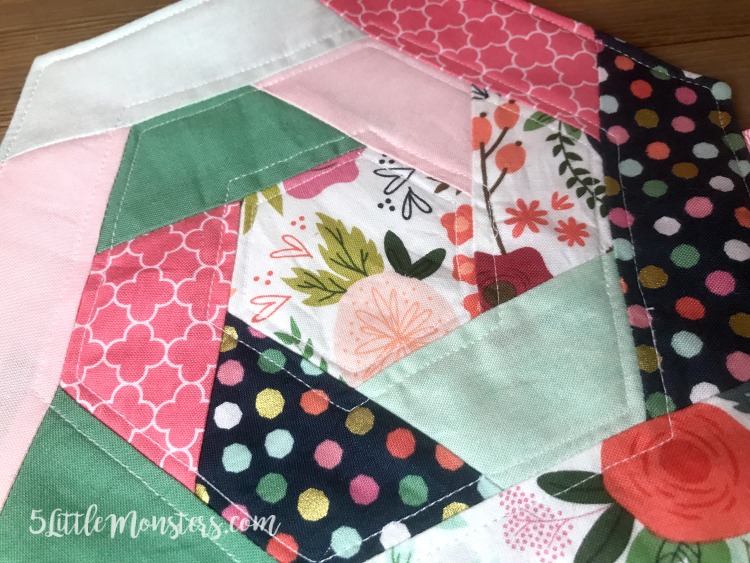 5 Little Monsters: Quilted Hexagon Potholder