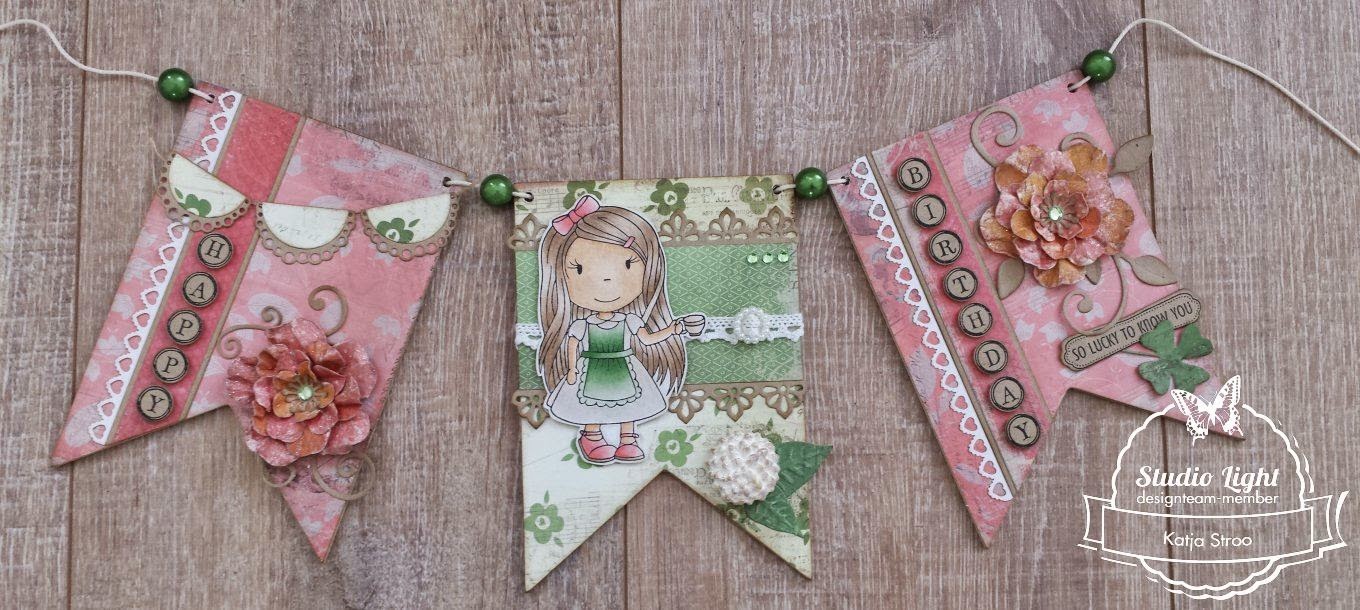 Paper Nest Dolls: MDF Banner with Tea Time Avery
