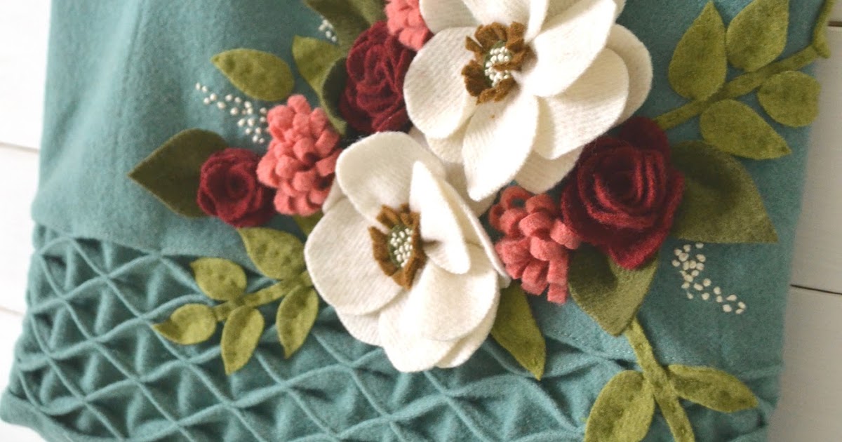 Tea Rose Home: Wool Flower Bouquet Bag