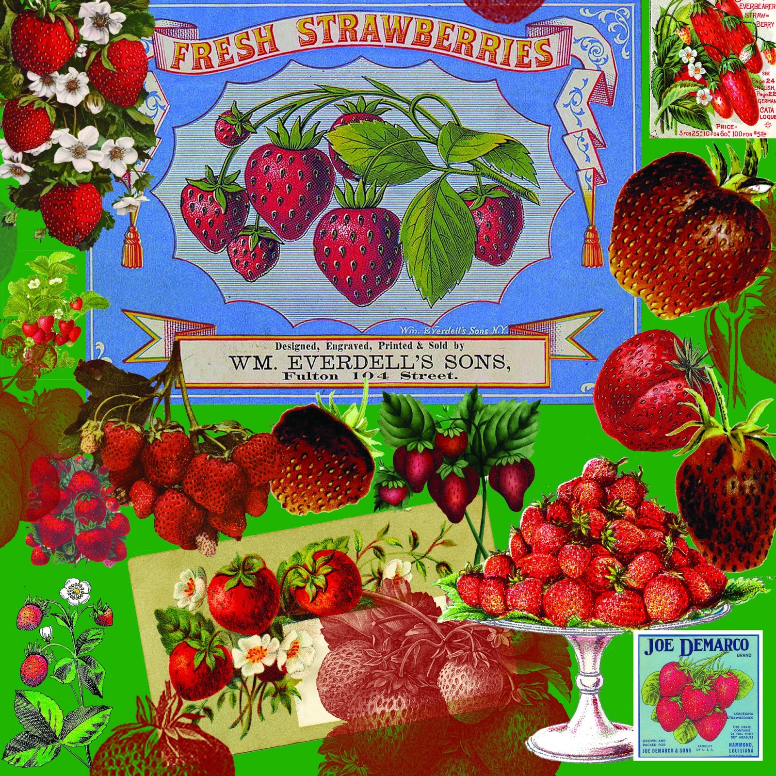 The Artzee Blog: Vintage Strawberry Collage 12 x 12 Inch Printable
