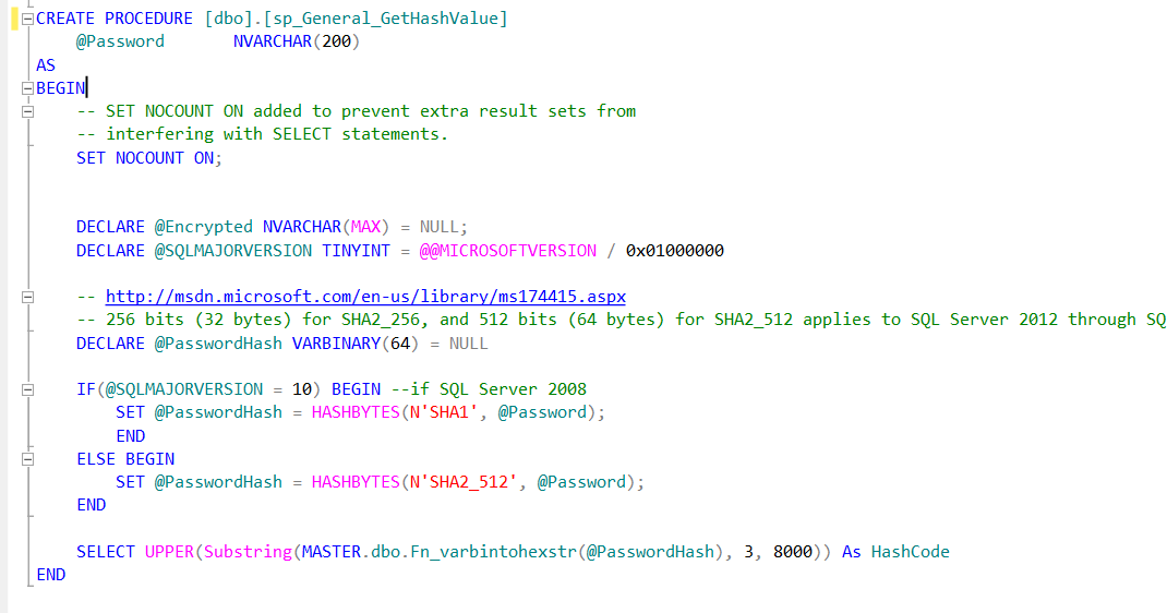 Create Hashing Password In SQL Server